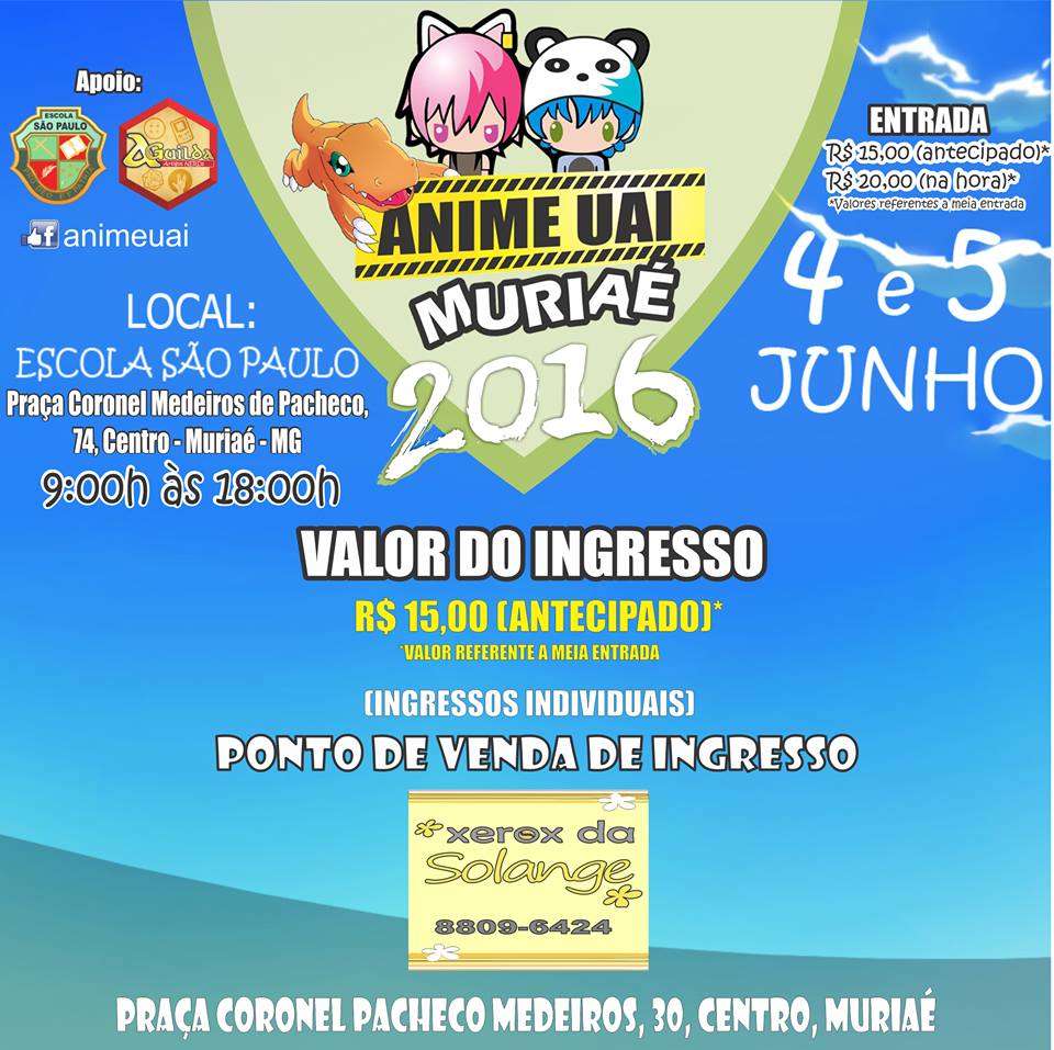 Anime UAI Muriaé 2016 acontece neste próximo final de semana